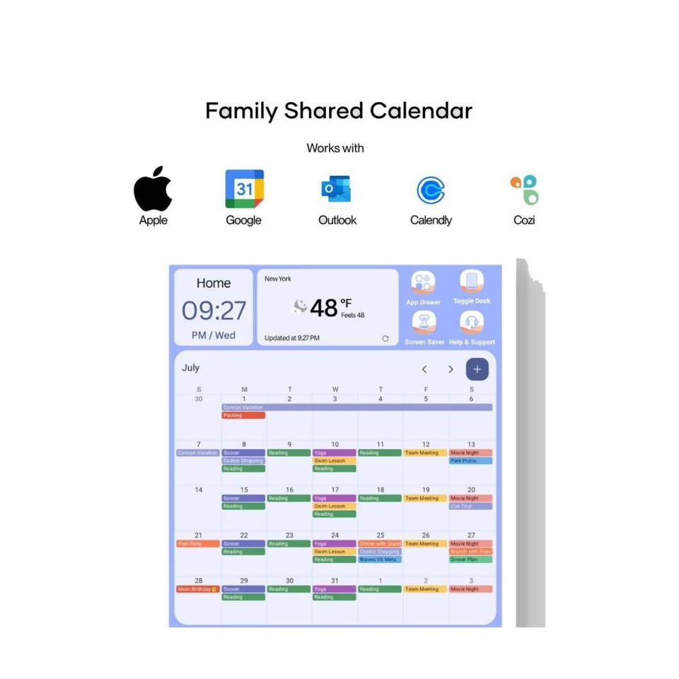 Cozyla Calendar Plus Gen 2 24-Inch LCD Touchscreen Family Calendar ...