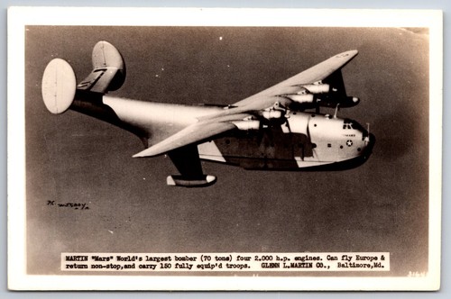 Military~Martin Mars Bomber~US Army~1940s RPPC | eBay