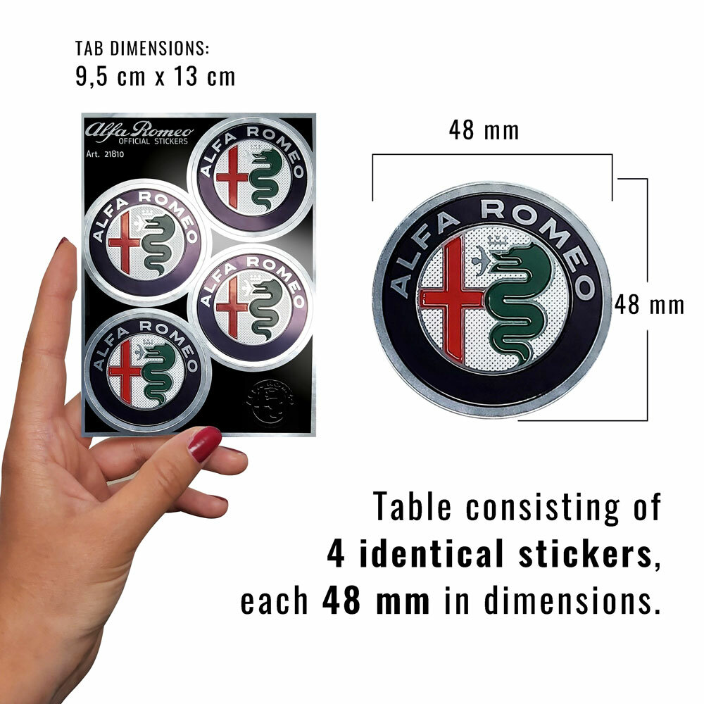 Sticker Wheel Covers Alfa Romeo Official 4 Logos Mens 48 MM | eBay