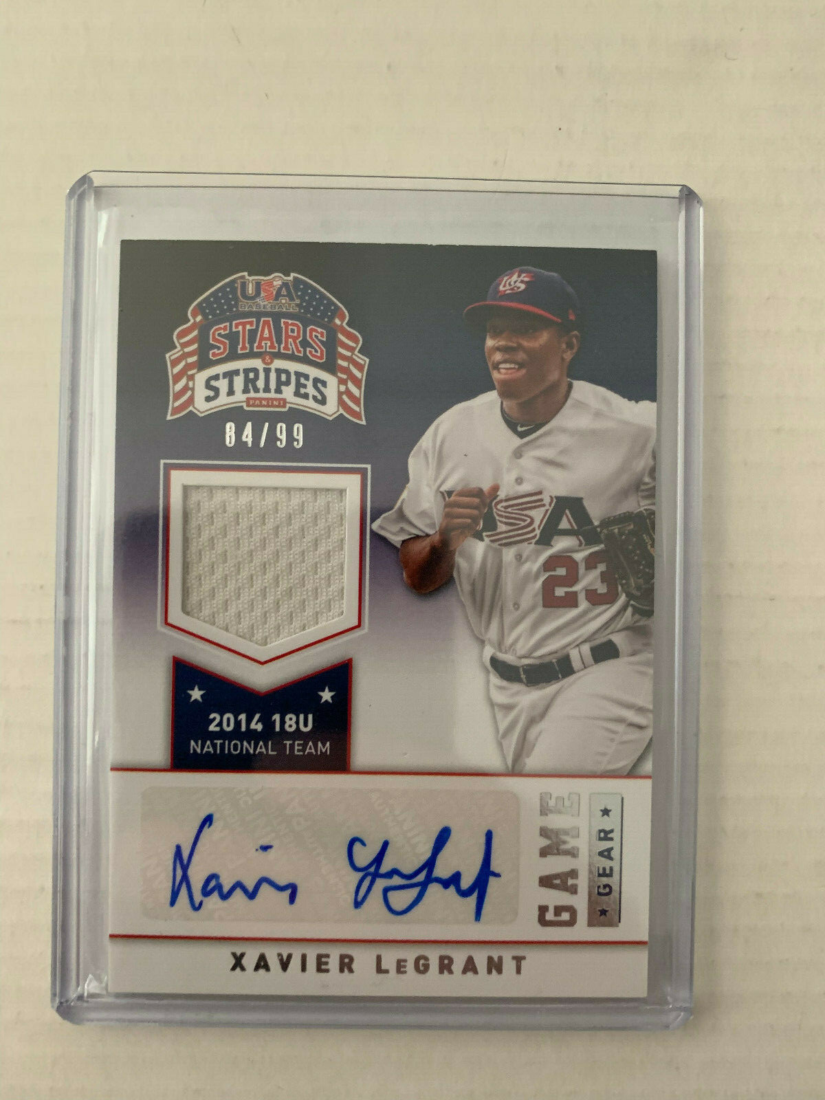 Xavier LeGrant 2015 USA Baseball Rookie Jersey Auto Card #99 Serial #84 ...