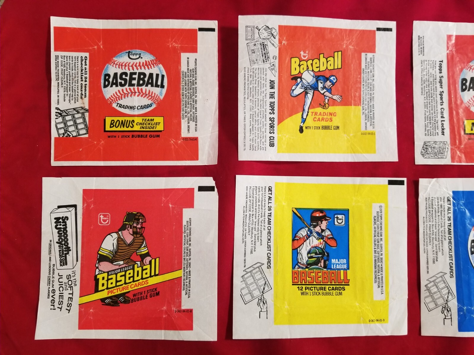 ⚾VINTAGE Lot: 8 TOPPS Baseball Wax Wrappers⚾1974 1975 Mini 1976 1977 ...