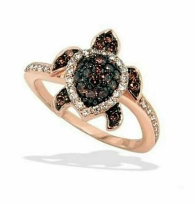2Ct Round Lab Created Diamond Sea Turtle Engagement Ring 14K Rose Gold ...