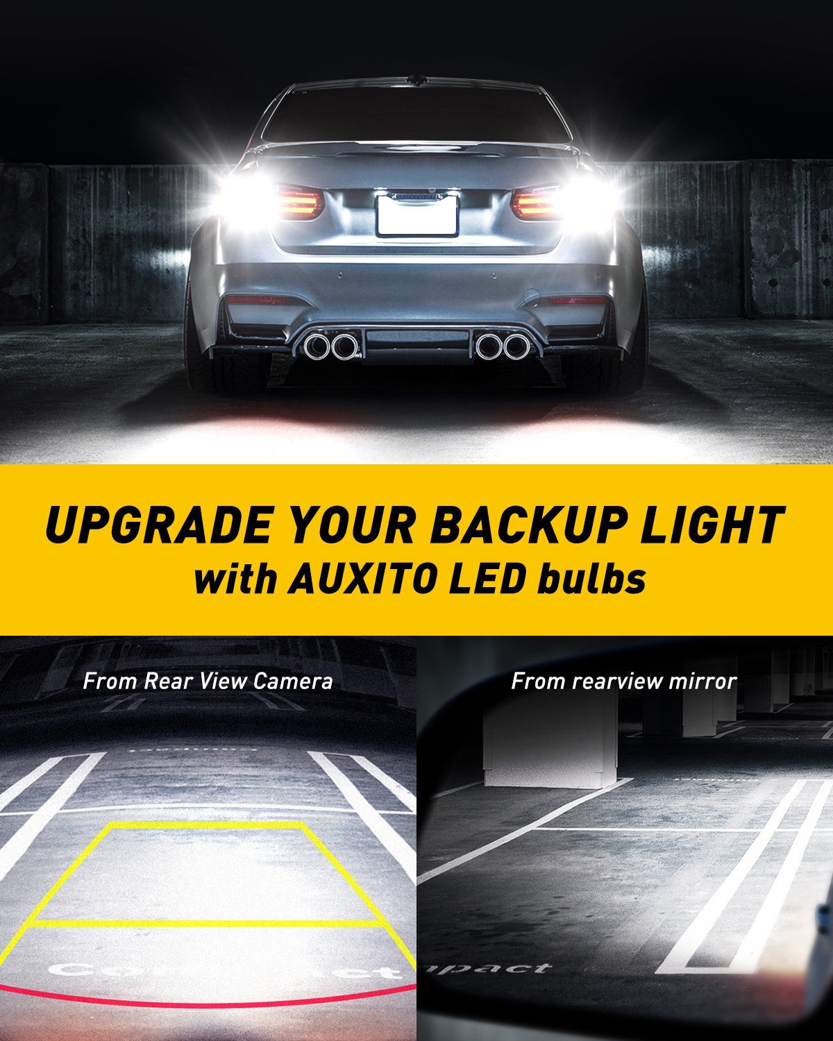 AUXITO Bright White LED Bulbs For Car Brake Reverse Lights Globes T15 ...