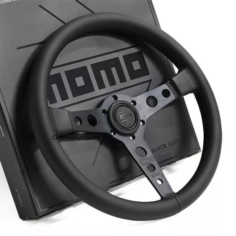 MOMO Prototipo P5 Black Edition 350mm 14" Genuine Leather Sport ...