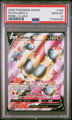 PSA 10 GEM MINT Falinks V 185/192 Rebel Clash Full Art Ultra Rare Holo ...