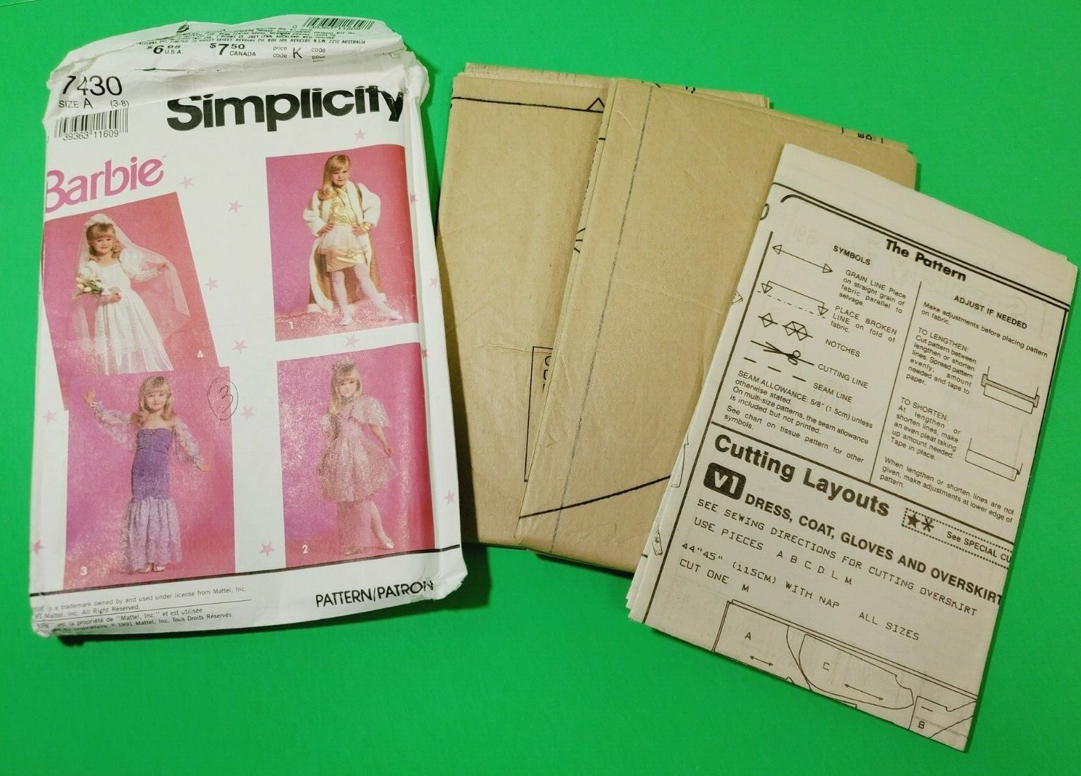 Sewing Pattern Girls SIMPLICITY 7852 Size 7-12 & 7430 Barbie Dress Up 3 ...