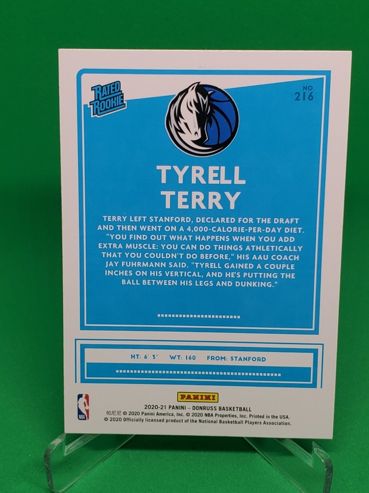 2020-21 Panini Donruss Tyrell Terry RC Orange Laser Rated Rookie #216 ...