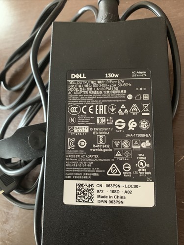 Genuine Dell 5460 130W AC Slim Adapter 19.5V LA130PM190 063p9n Tested ...