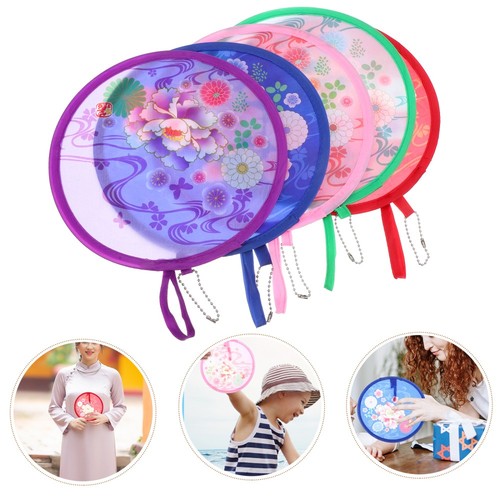 5 Pcs Small Round Fan Travel Fold up Fans for Purse Collapsible Hand | eBay