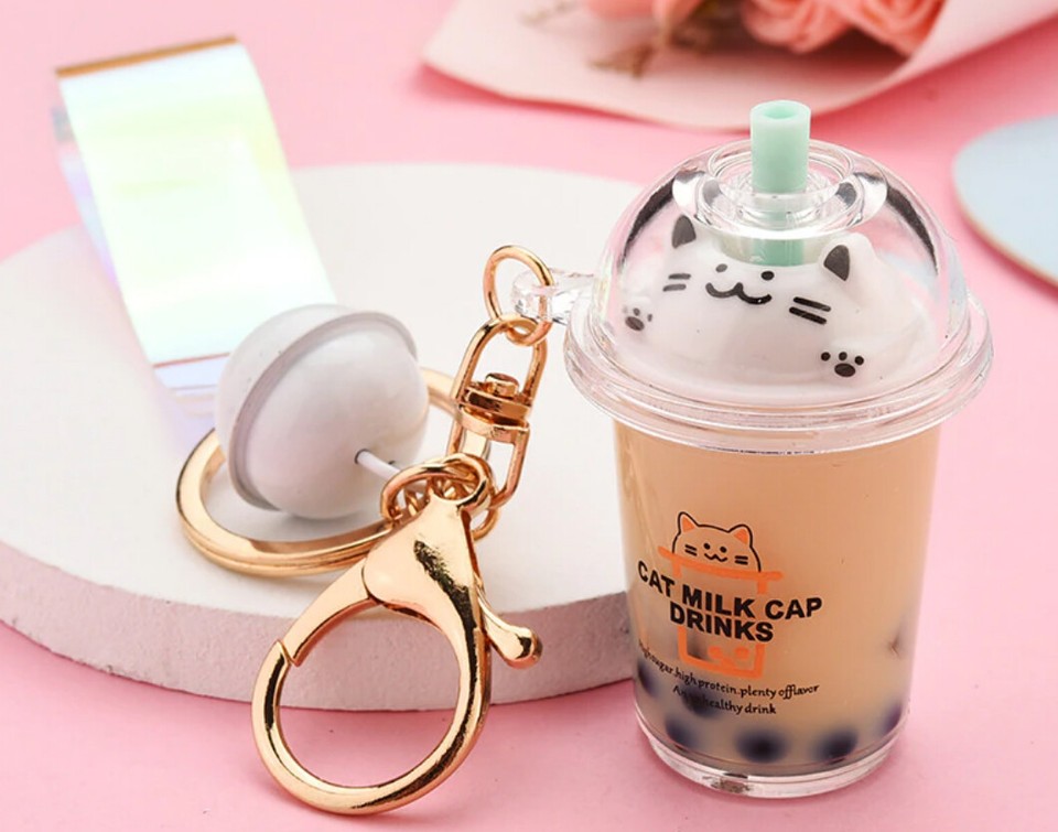 Boba Milk Tea Keychain - Moving Boba & Liquid, 4 Colors to Choose, US ...