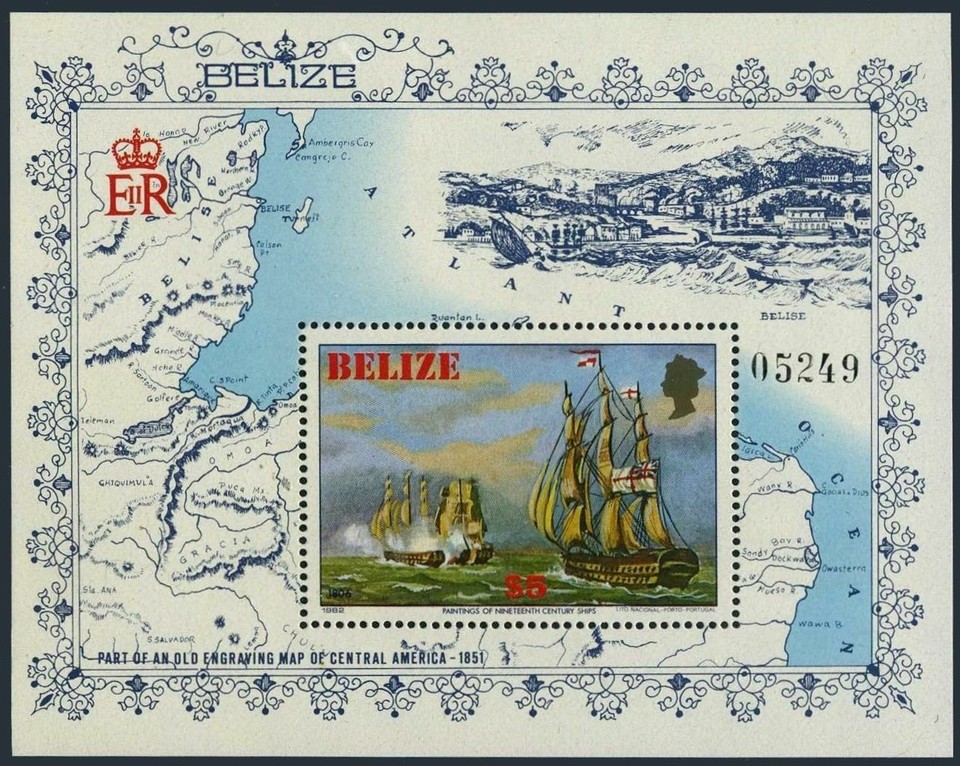 Belize 609-614,615 sheet,MNH.Michel 625-630,Bl.48. 19th cent.sailing ...