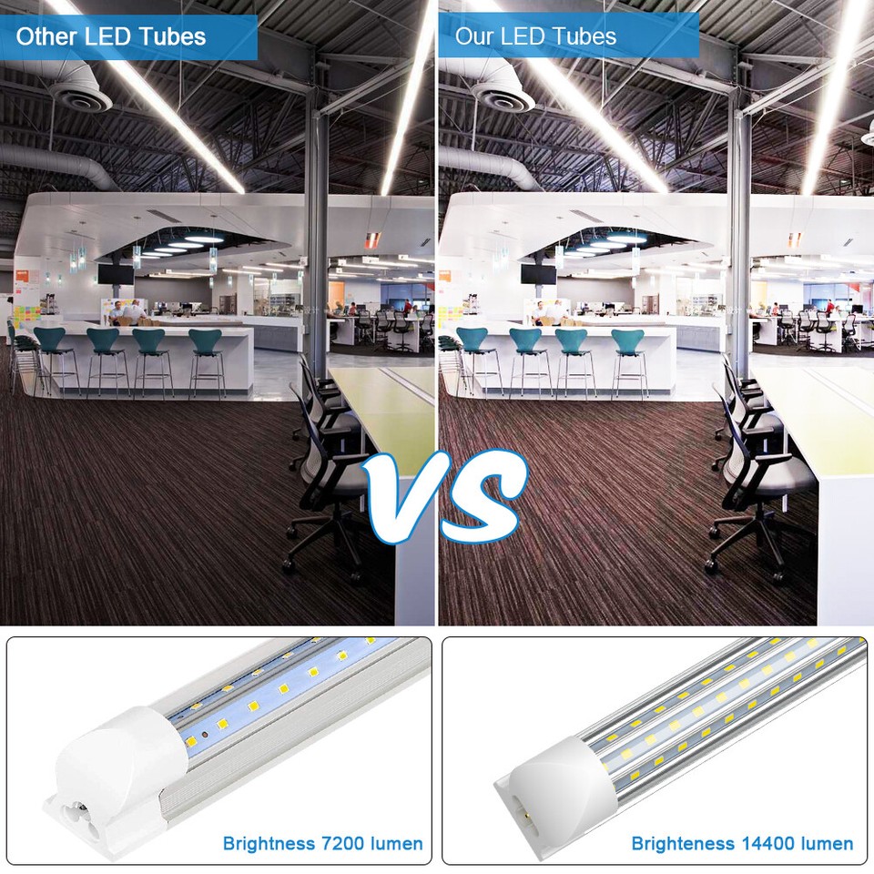 120 Pack 8FT LED Tube Lights 5000K~5500K 120W 8FT LED Shop Light ...