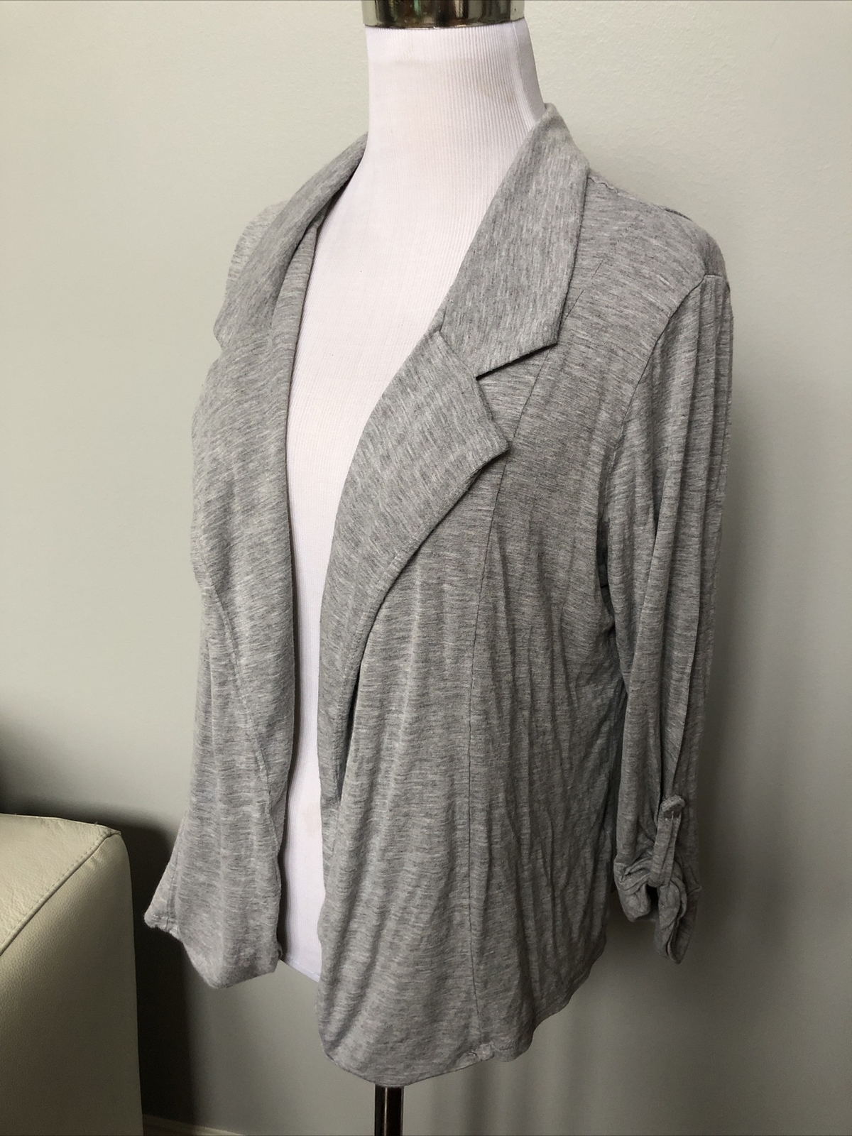 OLIVIA MOON Lightweight Grey Open Jacket Shirt Cardigan Women Size M | eBay
