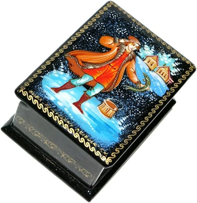 Miniature Handmade Russian Lacquer Keepsake Jewelry Box Trinket Fairy ...