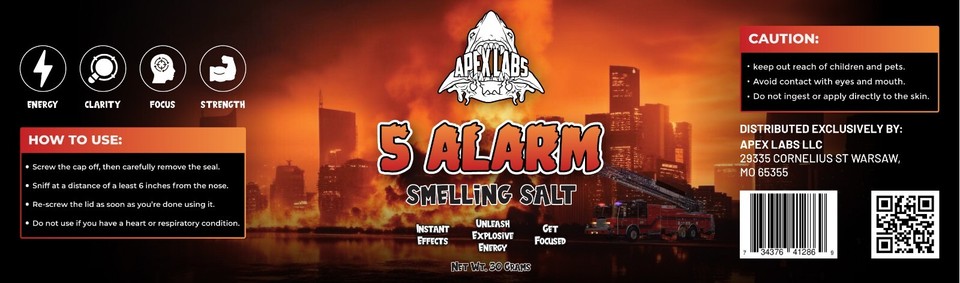 Apex Labs Smelling Salts Bottled -5 ALARM- Strong Ammonia Inhalant for ...