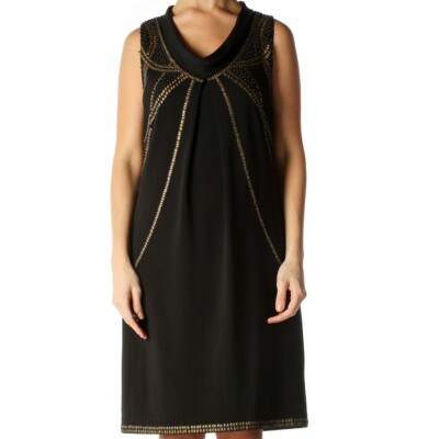 Size 14W 1X New Suzi Chin Black Embellished Beaded Shift Dress Plus ...