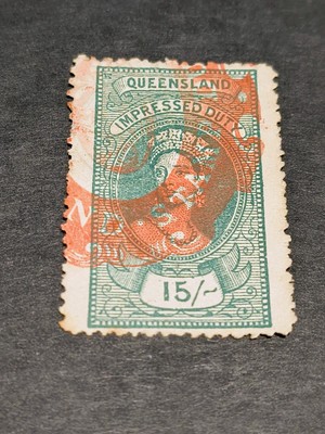 QLD Queensland Impressed Duty Stamp QV 15/- Fifteen Shillings | eBay ...