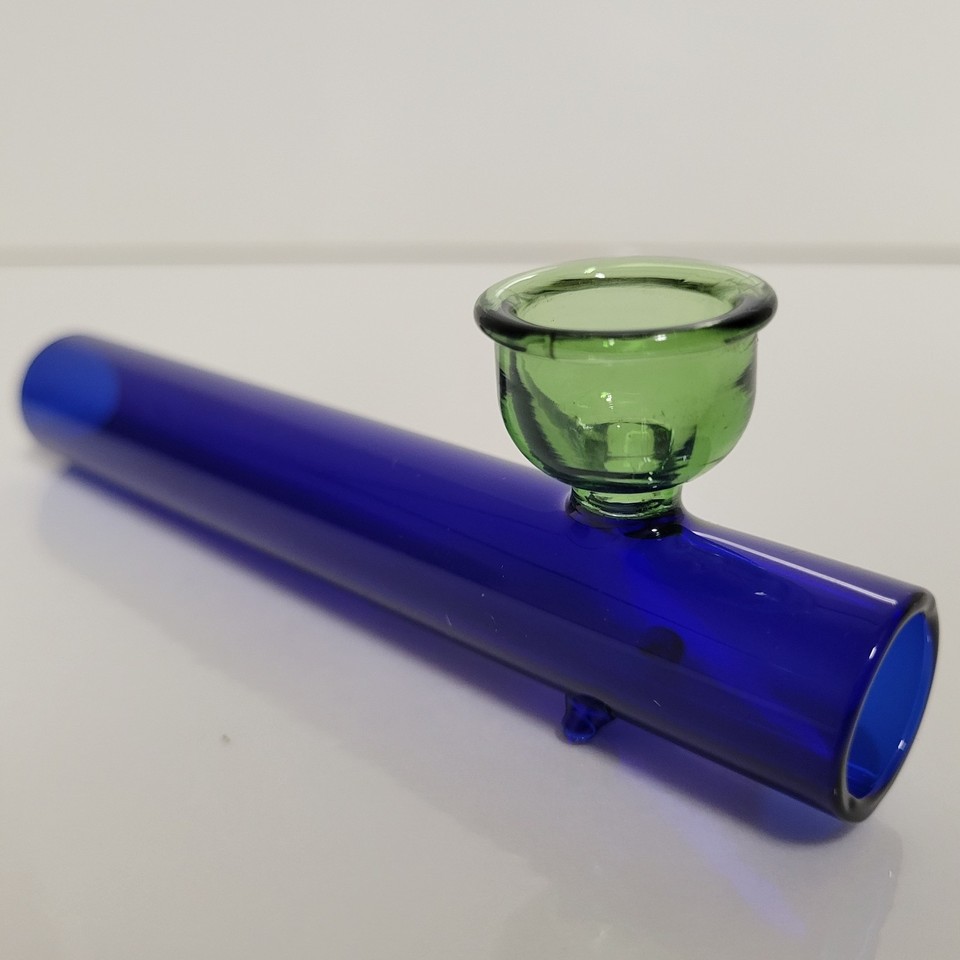 4.75" Inch Glass Steamroller Style Smoking Pipe Blue Green Free Screens ...