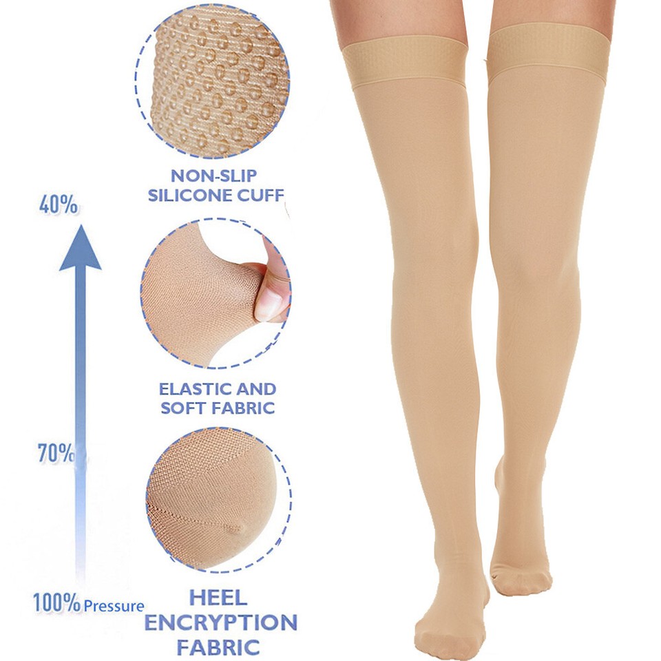 Anti Embolism Compression Stockings, Unisex Thigh High Ted Hose Socks ...
