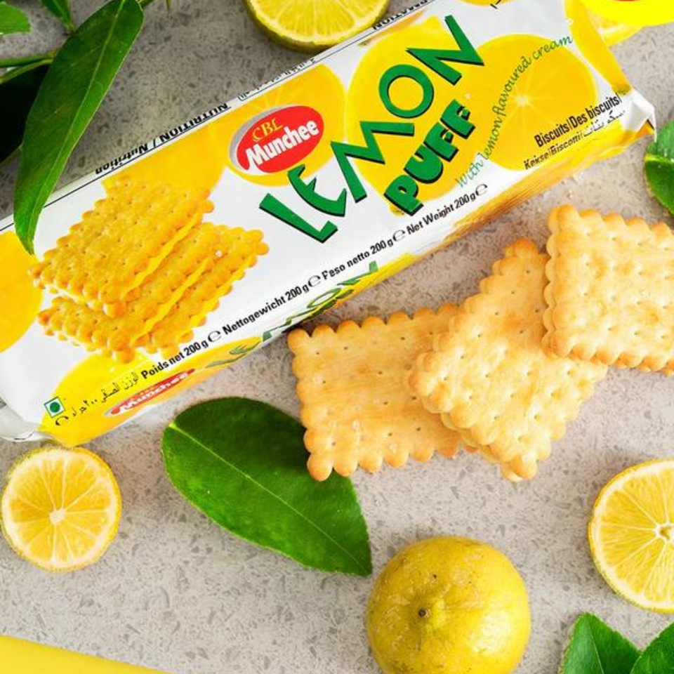 Munchee Lemon Puff Biscuits 200g - Genuine With Real Lemon Cream 100% ...