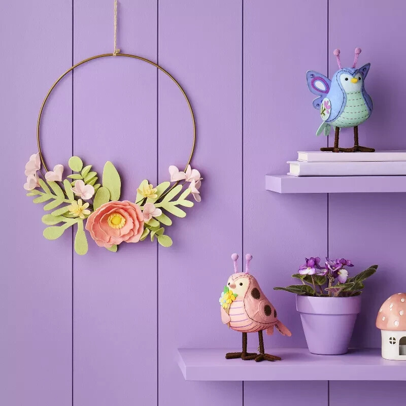 Target Spritz Featherly Friends Easter Fabric Bird Decor Pink Ladybug ...