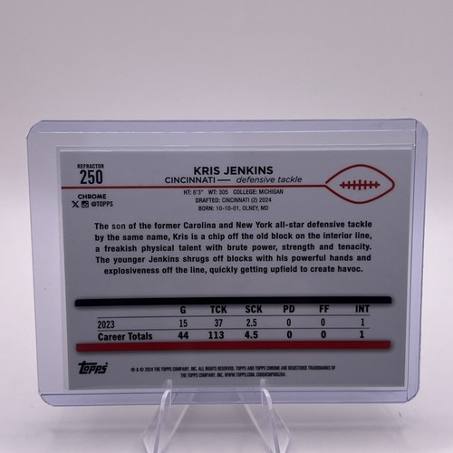 2024 Topps Chrome NFL REFRACTOR Cincinnati Bengals - RC Kris Jenkins ...