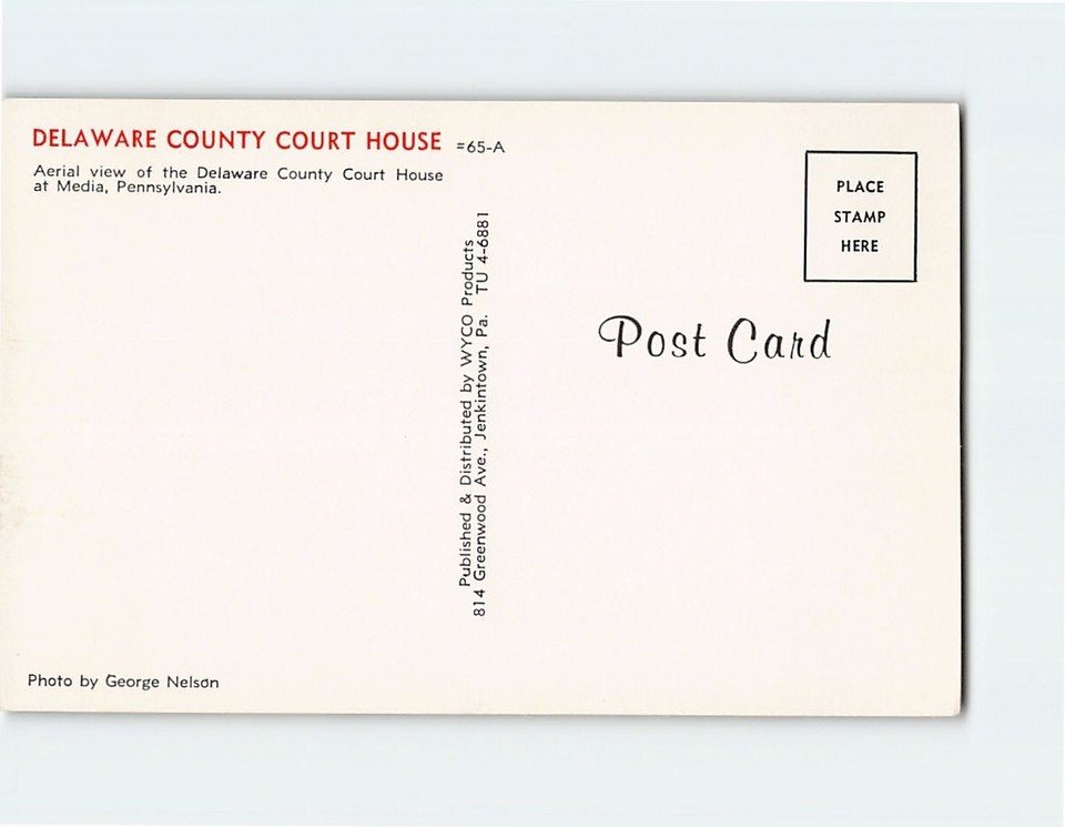 Postcard Aerial View of the Delaware County Court House at Media ...