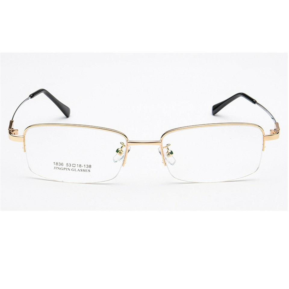 Men's Half Rimless Flexible Metal Eyeglass Frames Myopia Rx able ...