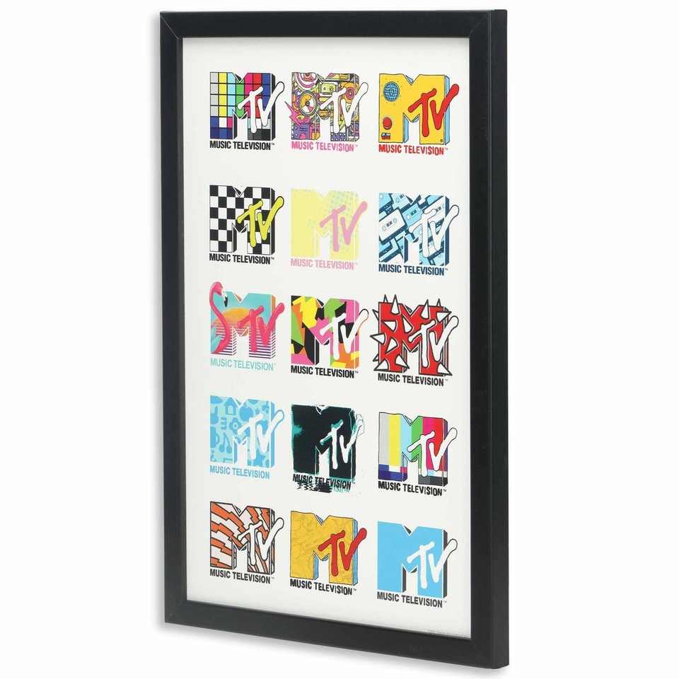 MTV Logo Colorful Collage Framed Wood Wall Decor - MTV Wall Art for ...