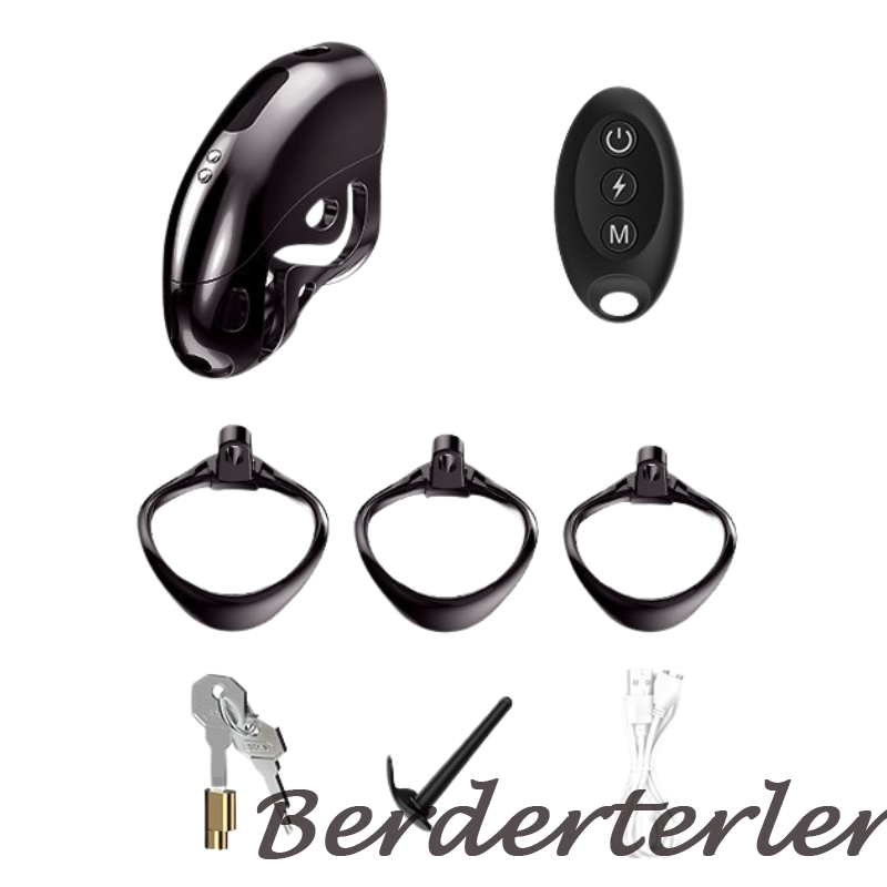 Black Remote Control Shock Male Chastity Lock Distance Controlled ...