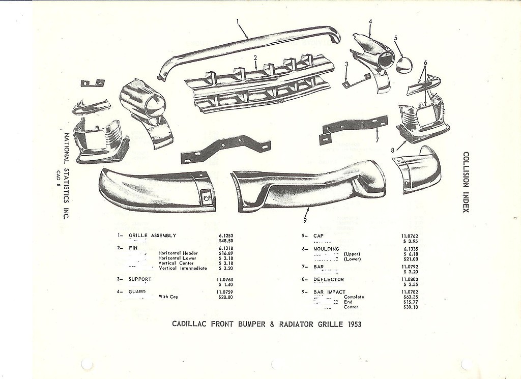 1953 Cadillac Front Bumper Grille NOS Parts Guide | eBay