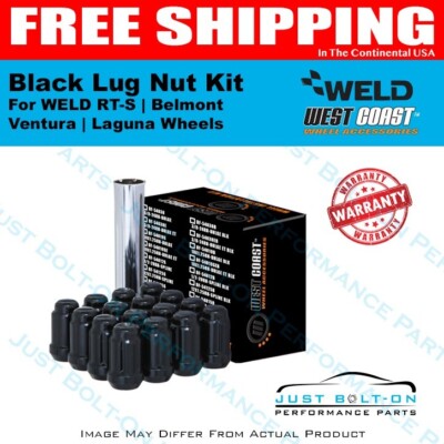 WELD RT-S / Belmont / Ventura / Laguna Black Lug Nuts C6 / C7 Corvette ...