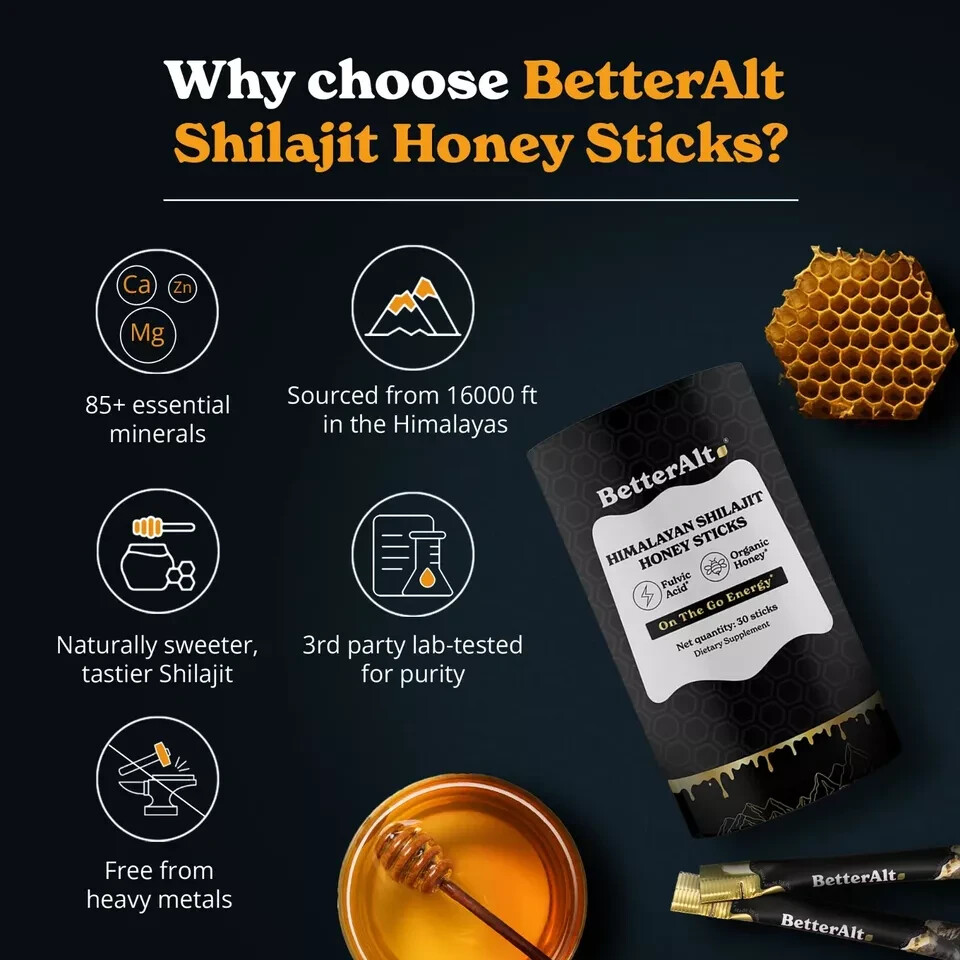 Better Alt Pure Himalayan Shilajit Sticks with Organic Honey, Naturally ...
