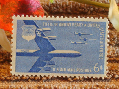 10 Unused 1957 6c Airmail Stamps - 50th Anniversary of US Air Force ...