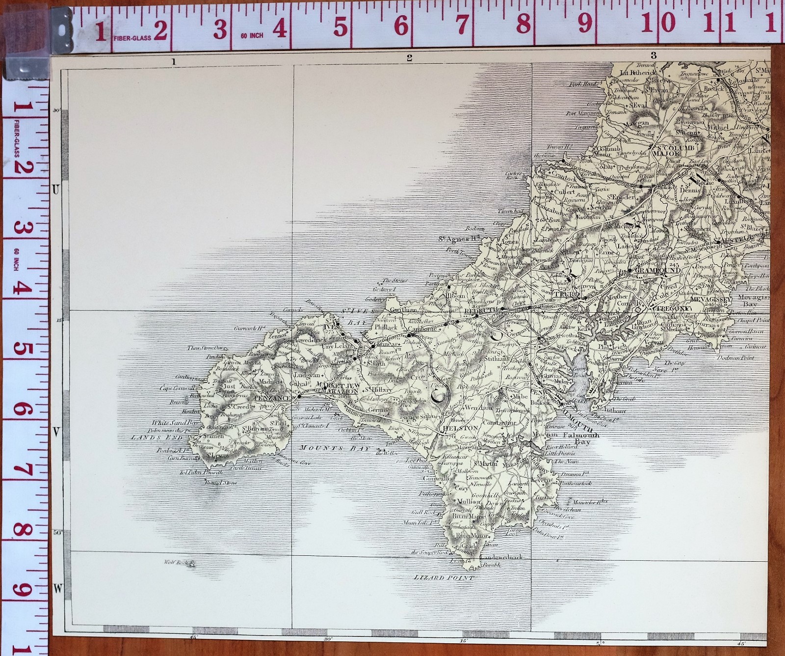 1883 MAP ENGLAND CORNWALL LANDS END PENZANCE HELSTON FALMOUTH TRURO | eBay