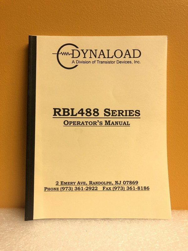 Dynaload RBL488 Series Operator's Manual | eBay
