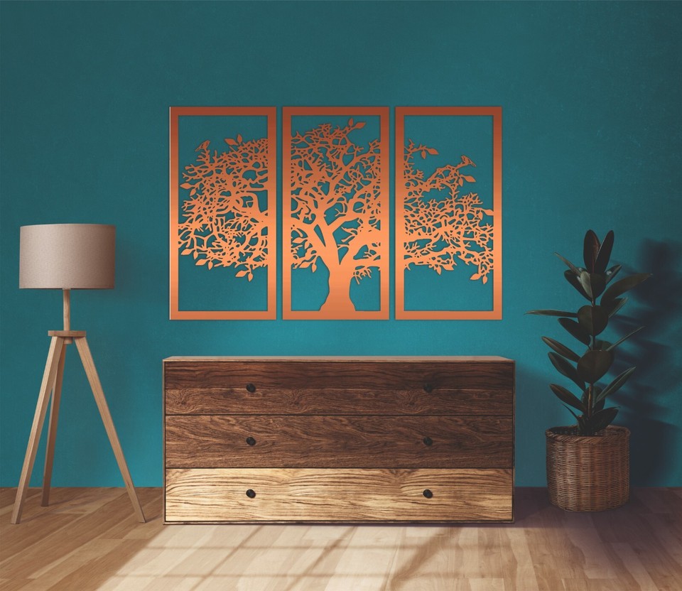 Tree of Life 3 Panels, Metal Tree Wall Art, Tree Sign, Metal Wall Decor ...