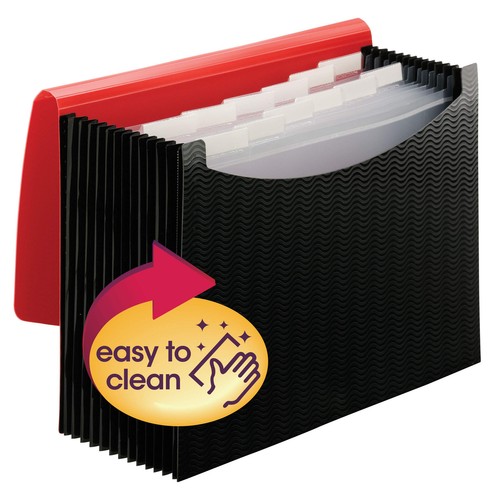 Smead 12 Pocket Poly Expanding File Folder Flap Closure Red Black 13x9 ...