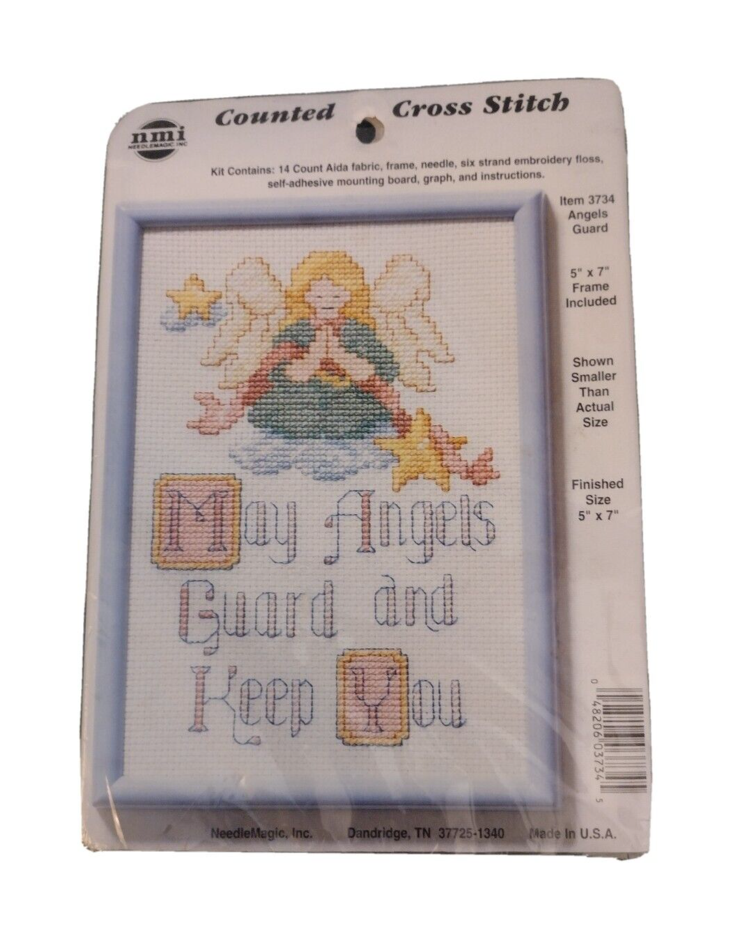 NMI Counted Cross Stitch Kit May Angels Guard You Frame Included 5" x 7 ...
