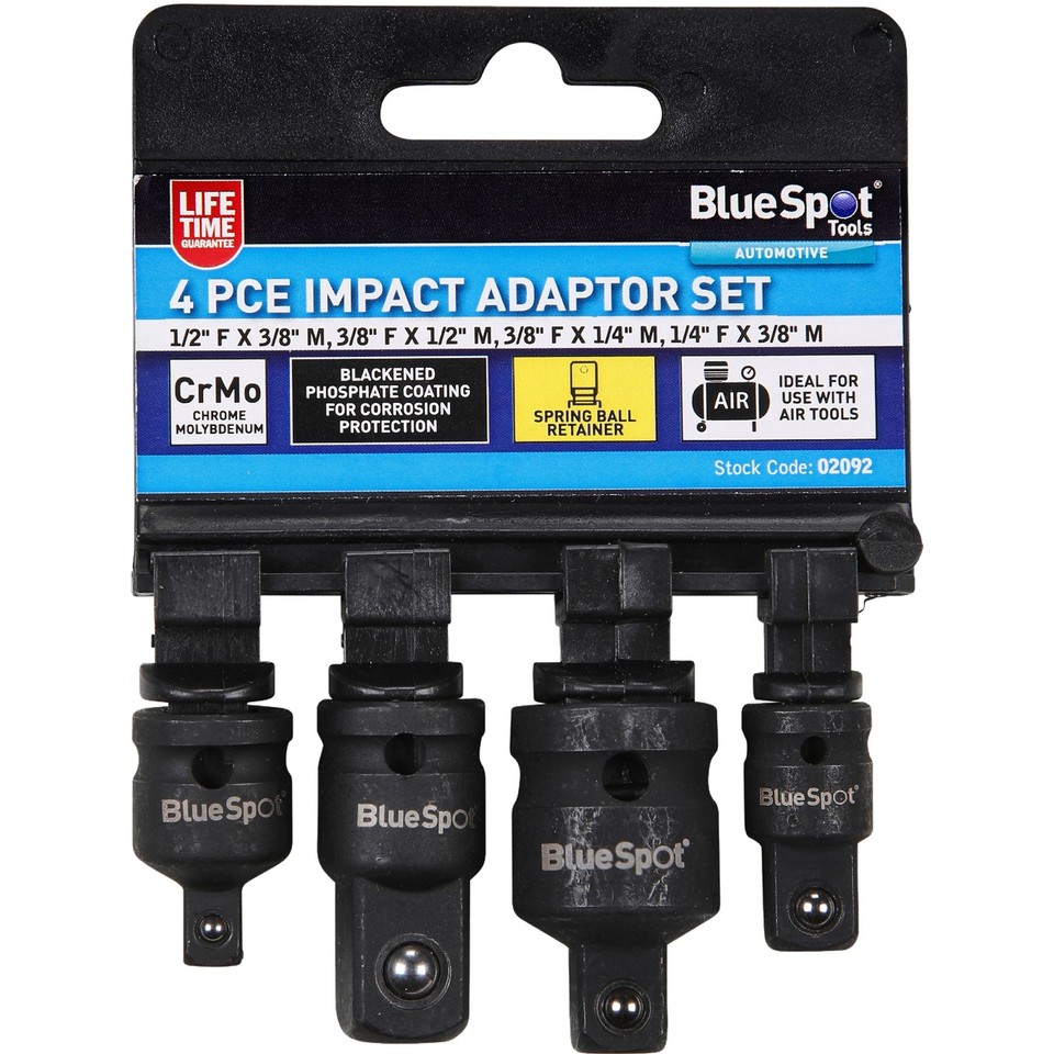 BlueSpot 4pc Impact Socket Converter Reducer Adapter Set 1/4" 1/2" 3/8 ...