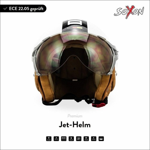 SOXON SP-325 Plus W. Motorcycle Jet Vespa Scooter Helmet Cruiser ECE XS ...