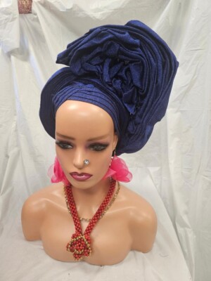 Party African royal Blue Traditional Auto Gale Headtie Pre Tie | eBay