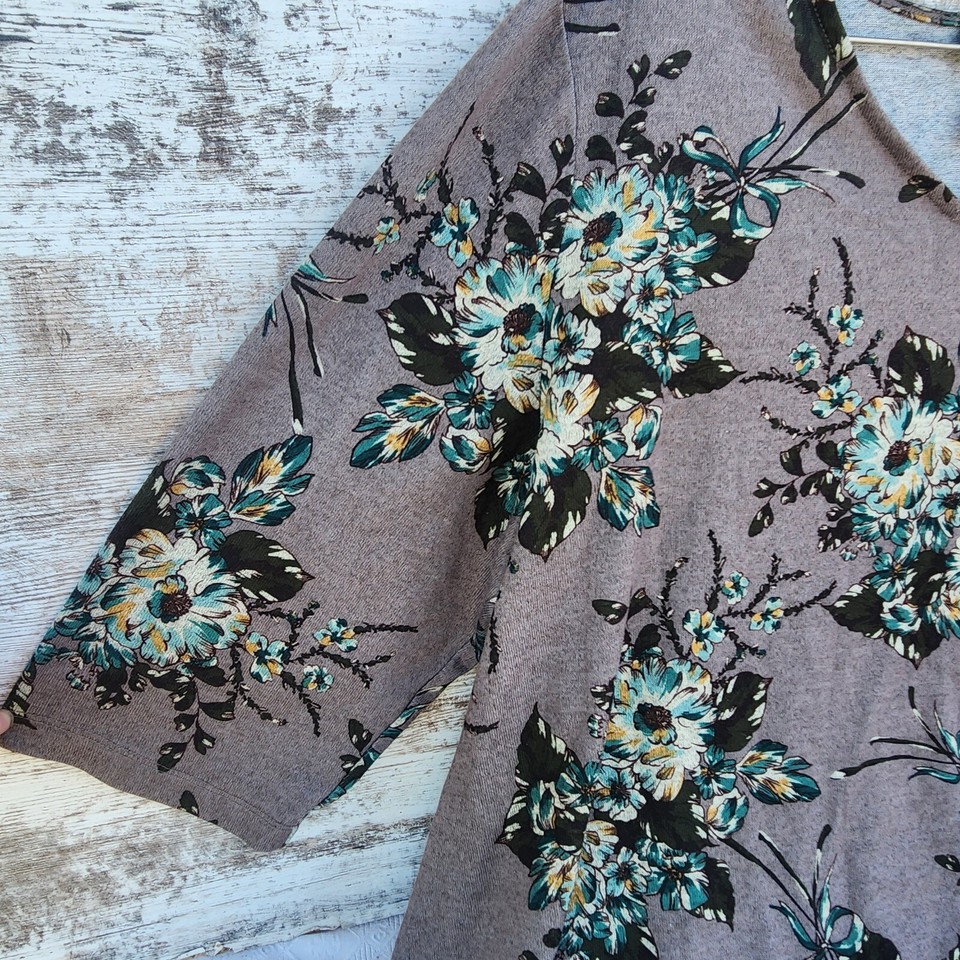 Catherines 22 24 2XWP Shirt 56 Inch Bust Taupe Brown Teal Floral | eBay