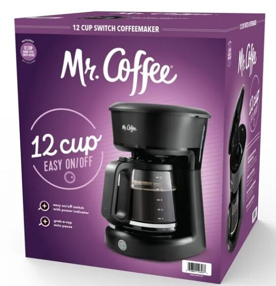 Mr. Coffee Easy On/Off 12-Cup Coffee Maker Switch Pour Grab-a-Cup Auto ...