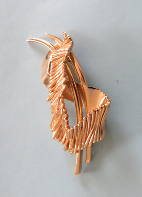 vintage CROWN TRIFARI PIN BROOCH Abstract MODERNIST Treble Clef FEATHER ...