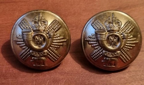 2 x British Army Highland Light Infantry Large QC Brass Buttons 26mm ...