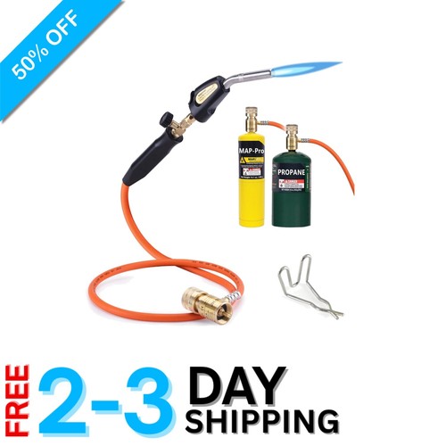 High-Heat MAPP Gas Torch Kit with 3.6ft Hose - Flame Control & Easy ...