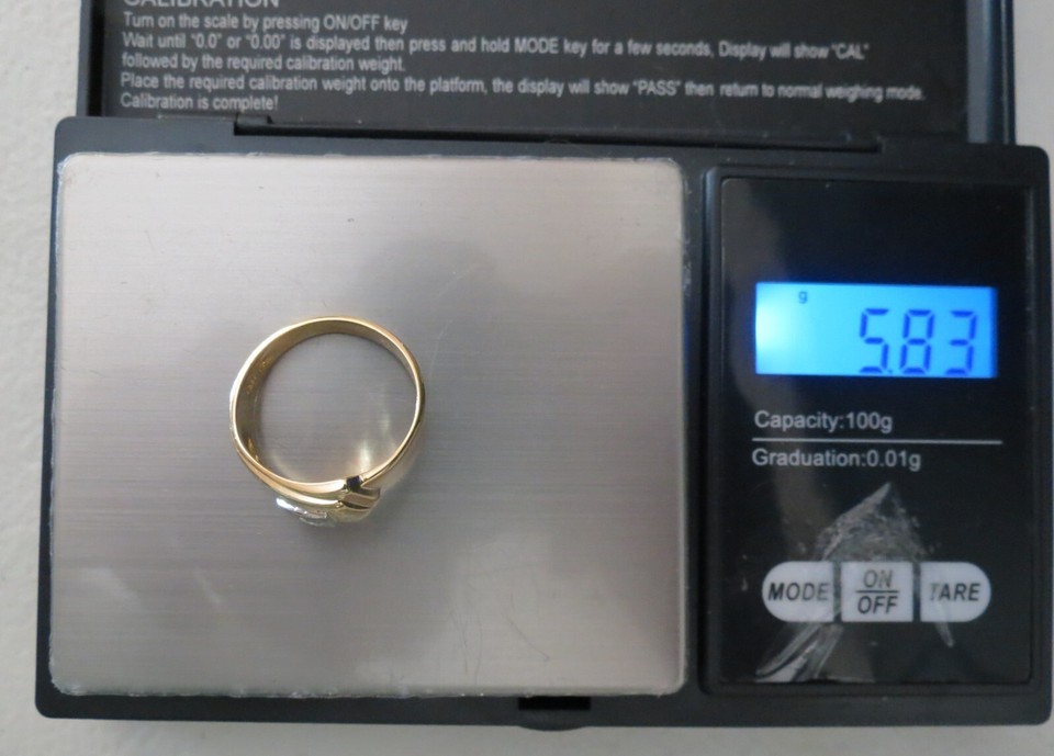 14K Mens Diamond Ring Yellow Gold SZ 9 Band Brushed Texture Designer ...