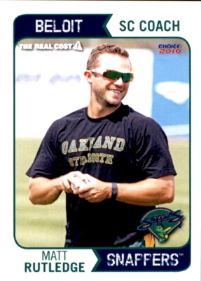 2016 Beloit Snappers Choice #33 Matt Rutledge Strength Coach Carson ...