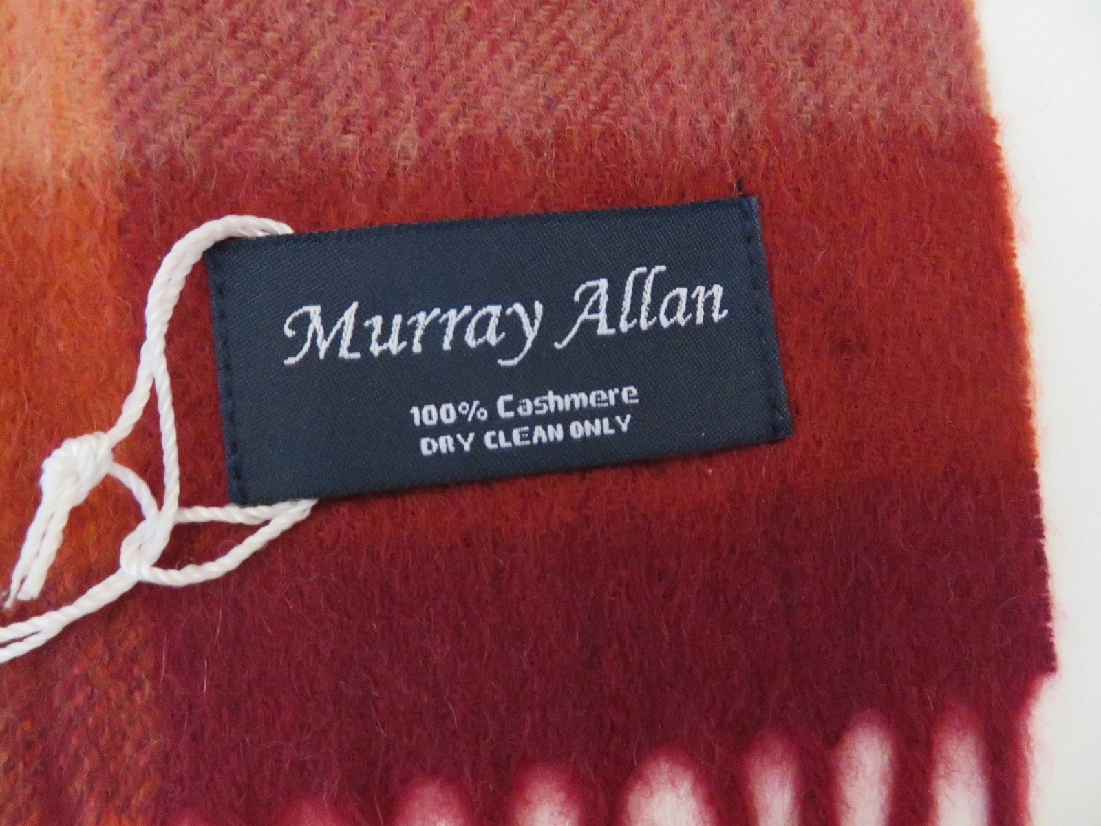Murray Allan cashmere scarf burgundy orange brown beige NEW mens womens ...
